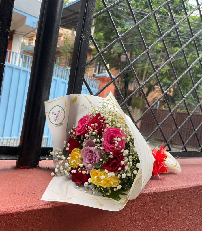 Colorful Roses Bouquet - Premium Wrapper - Himalaya Floriculture